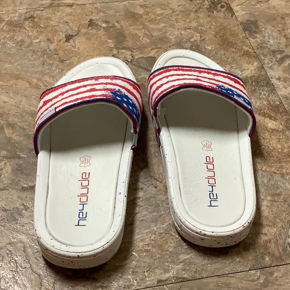 Hey Dude | Shoes | Hey Dude Red White Blue Slides | Poshmark